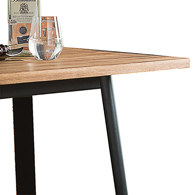 17 Stories Retro Natural And Black Square Bar Table | Wayfair