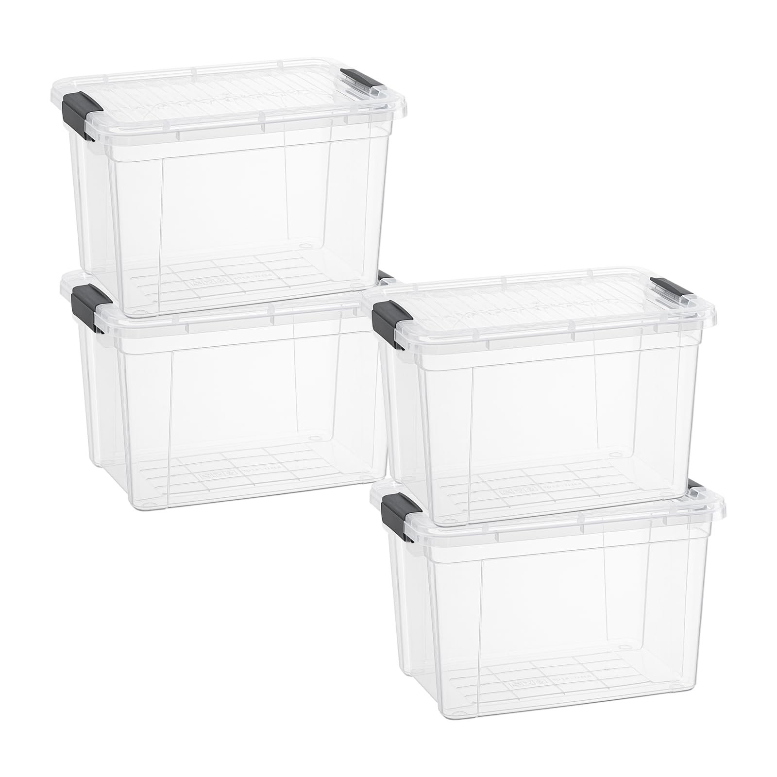 Latitude Run® Clear Storage Bins with Lids, 4 Pack- Plastic Storage ...