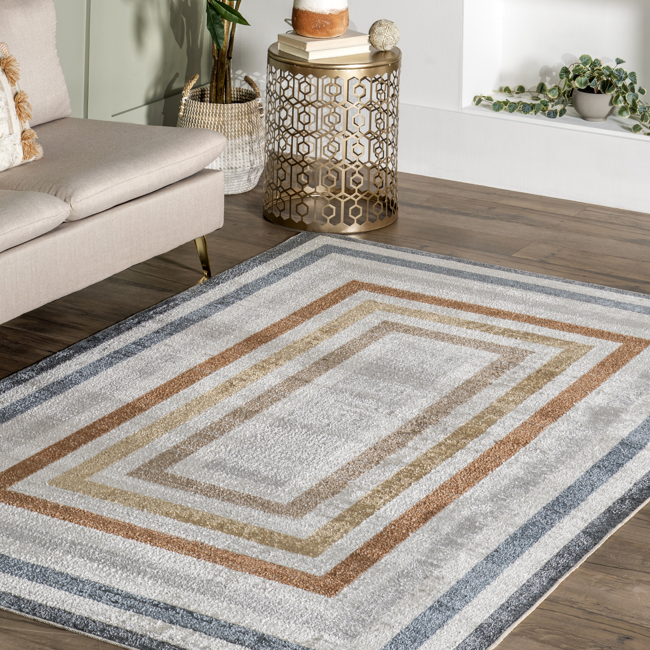 Gracie Oaks Alienor SpinClean Striped Machine Washable Area Rug ...