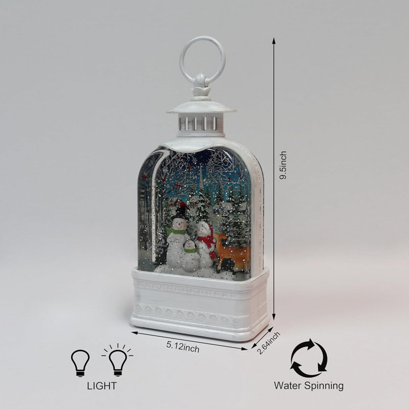 Moments in Time 9.5“H Acrylic Lantern w/ Snowman Family - LED, Water ...