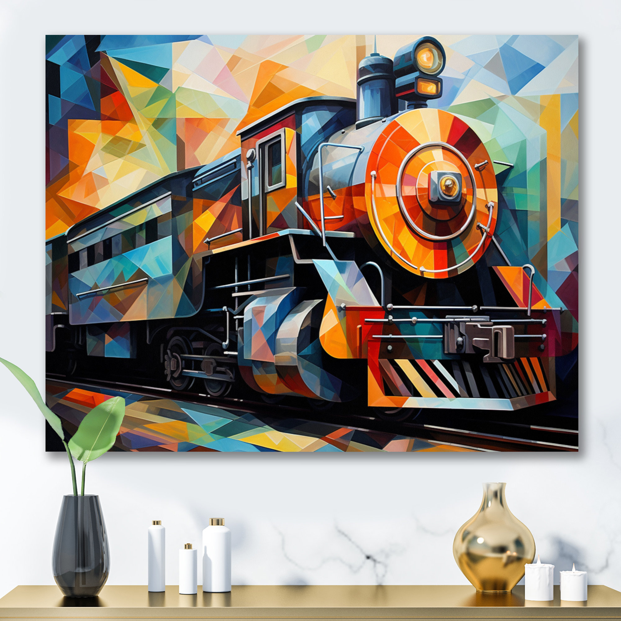 Ebern Designs Abstract Train Cubist Expressions I - Transportation Wall ...