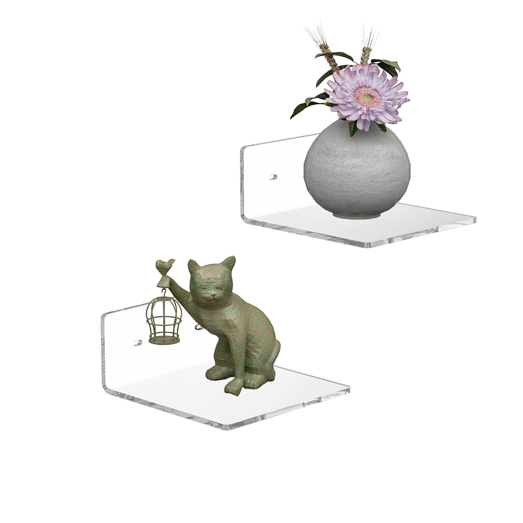 Ivy Bronx 6 Inches Acrylic Small Wall Shelves, Clear Floating Shelf for ...