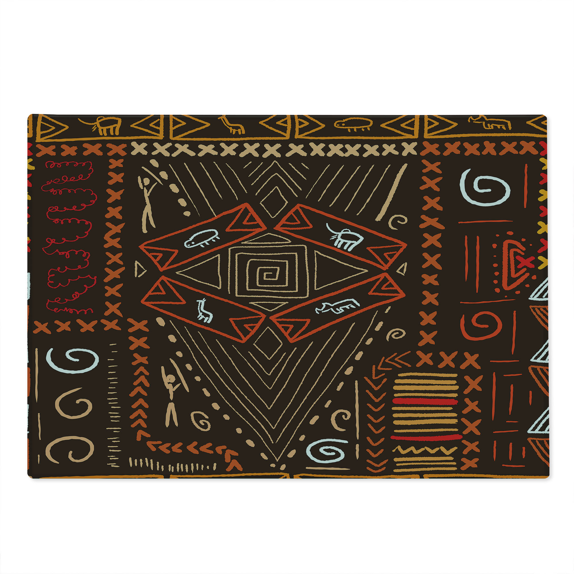 Ambesonne Tribal Cutting Board Large Size Aboriginal Cave Orange and ...