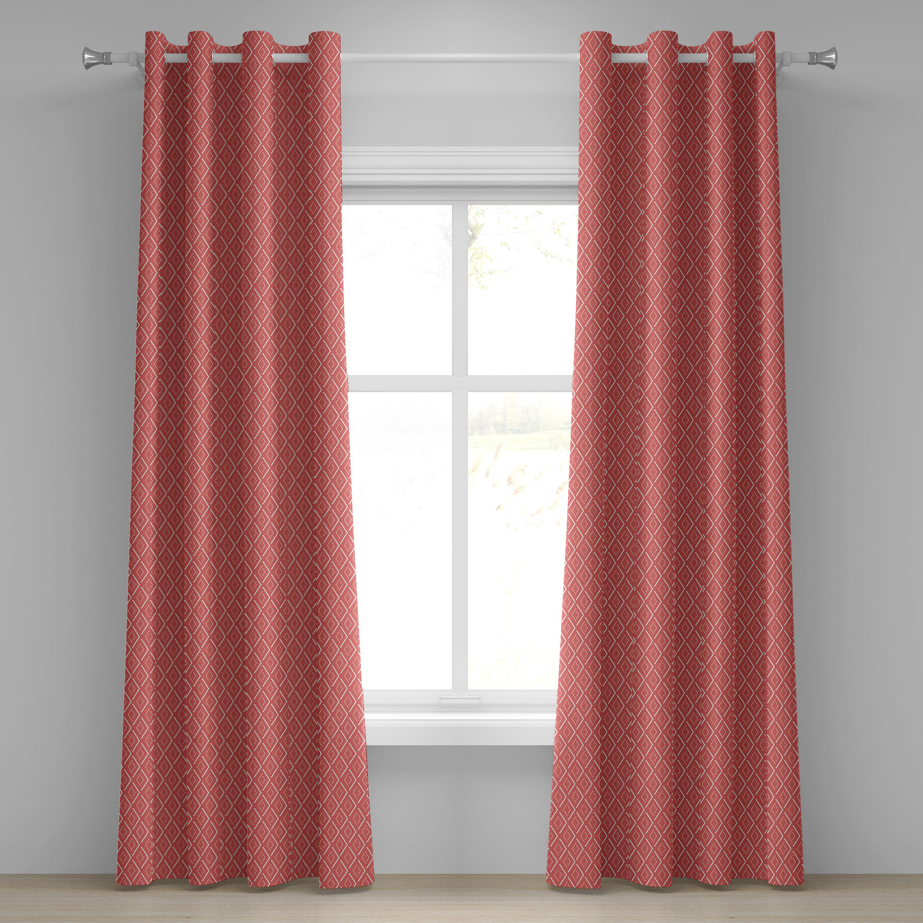 East Urban Home Peach Pink Grommet Curtain Decorative 2-Panel Window ...