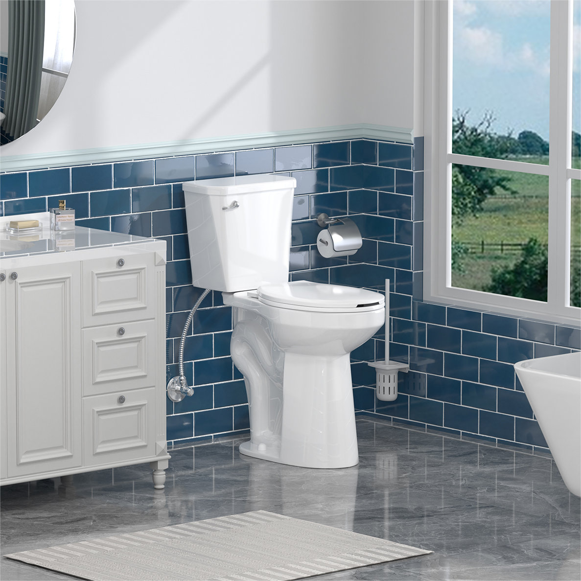 SUPERFLO 21＂extra Tall Toilet With Elongated Seat, Two-piece Toilet ...