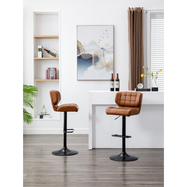Latitude Run® Harvey Swivel Adjustable Height Bar Stool | Wayfair