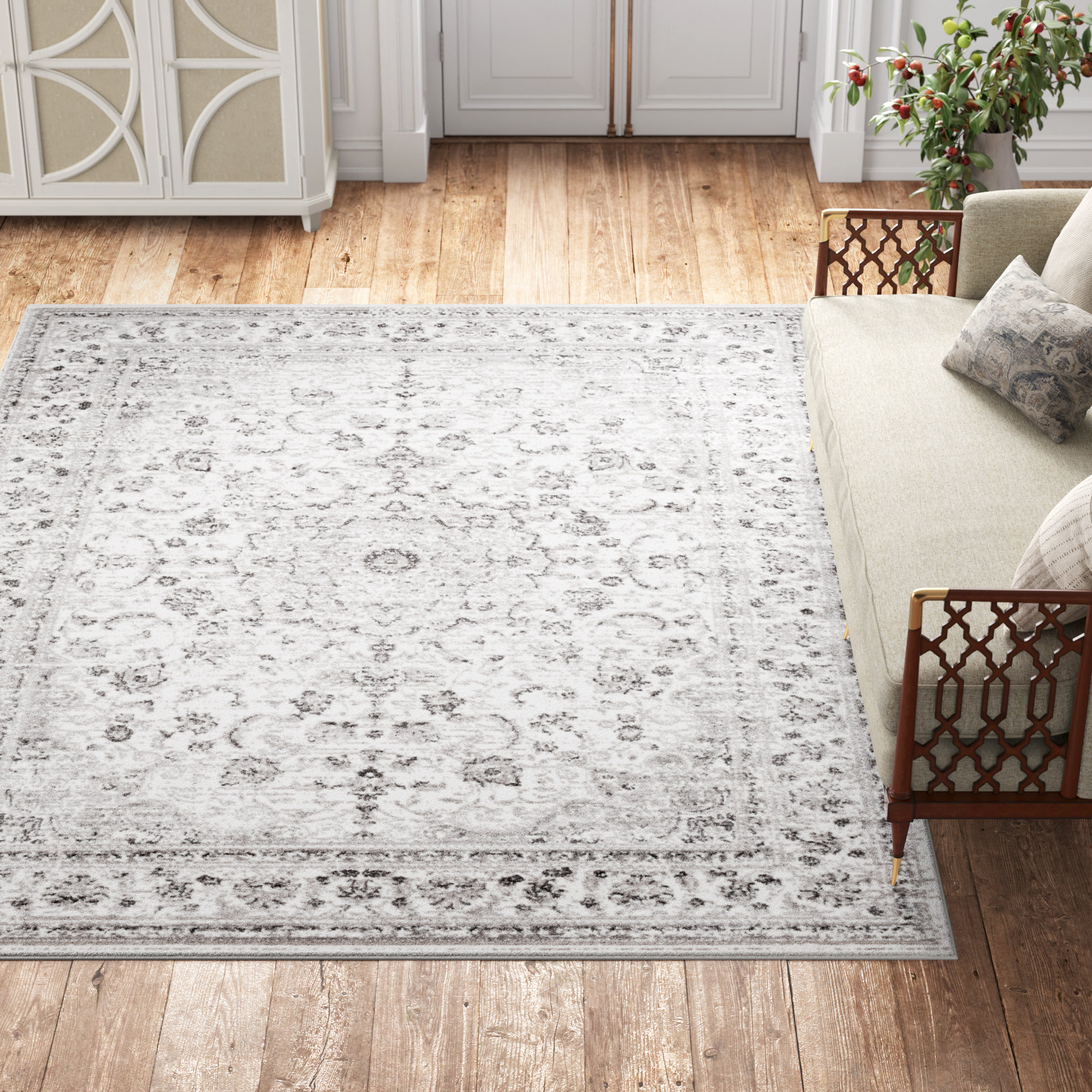 Gray and white area rugs store