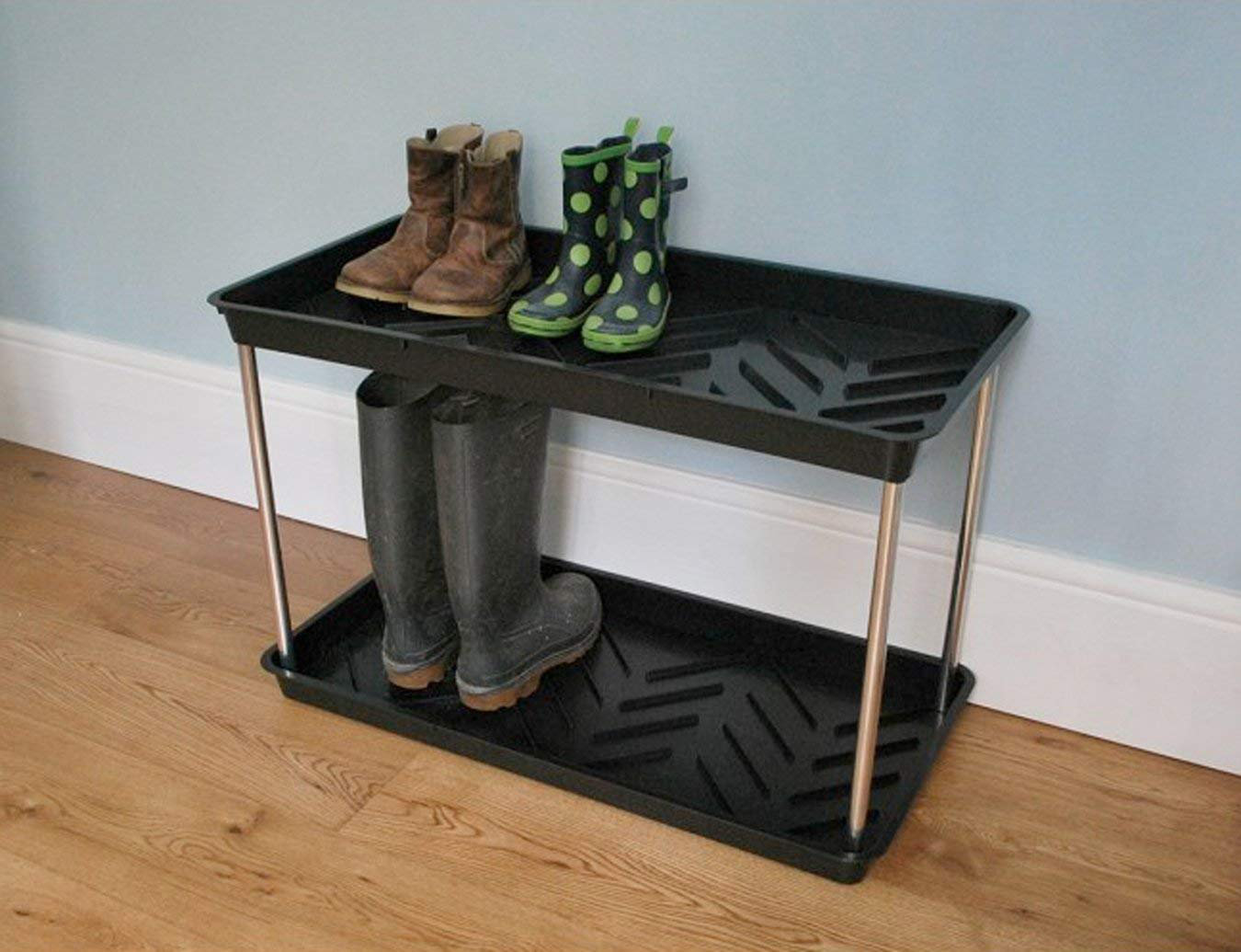 Rebrilliant Garland Two Tier Black Boot Tray 31"L x 16"W x 20"H ...