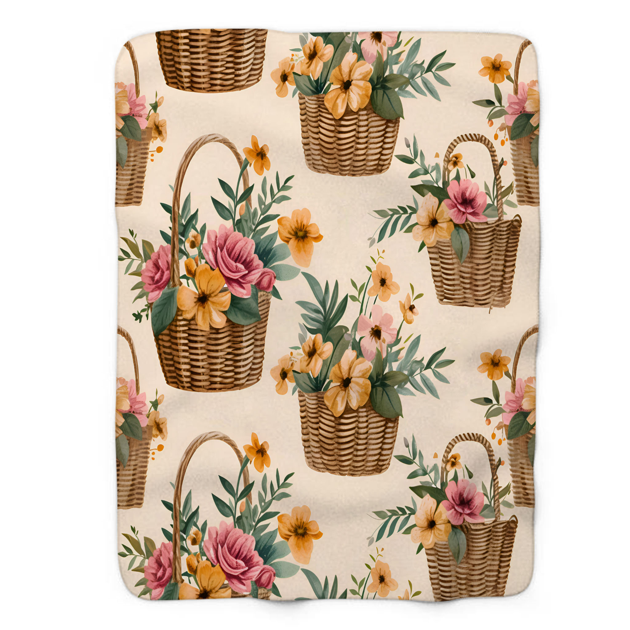 MentionedYou Blooming Cottage Basket - 1 Piece Premium Sherpa Blanket ...