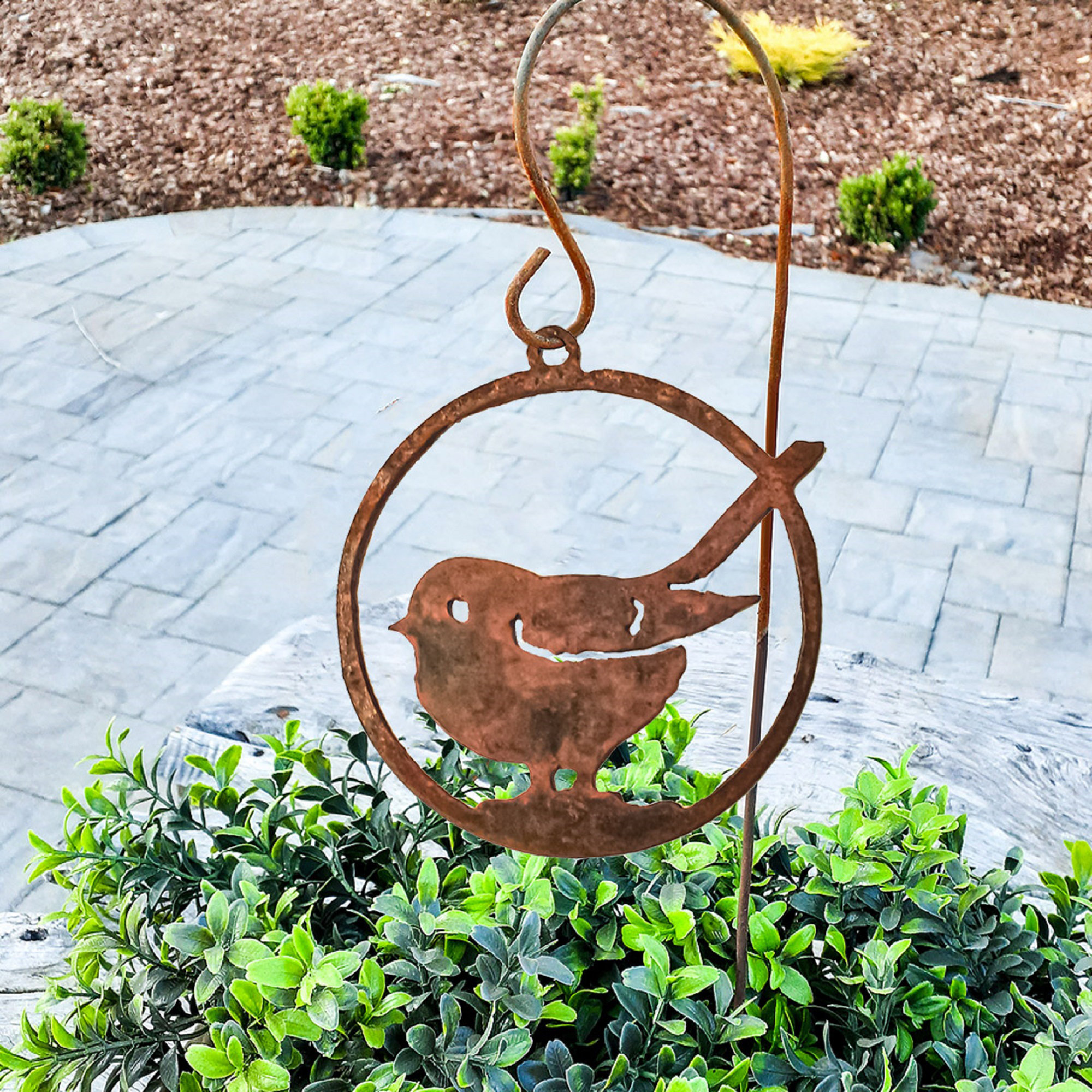 August Grove® Metal Rustic Fat Chickadee Garden Stake | Wayfair