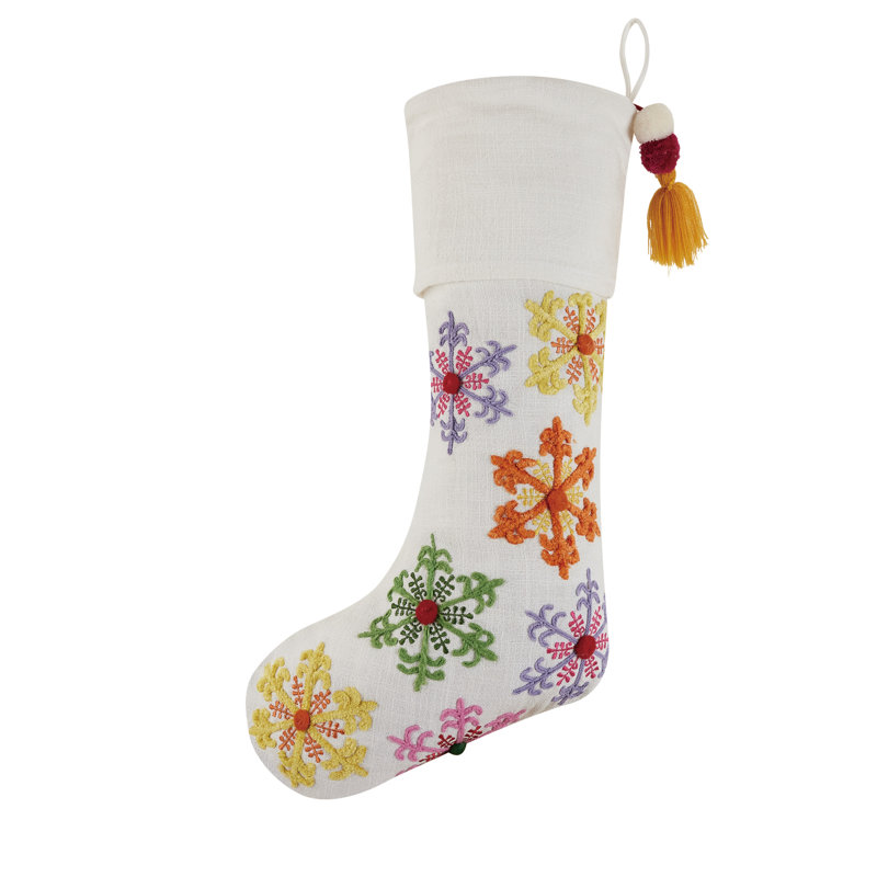 Mistletoe and Co. Snowflakes Embroidered Stocking | Wayfair
