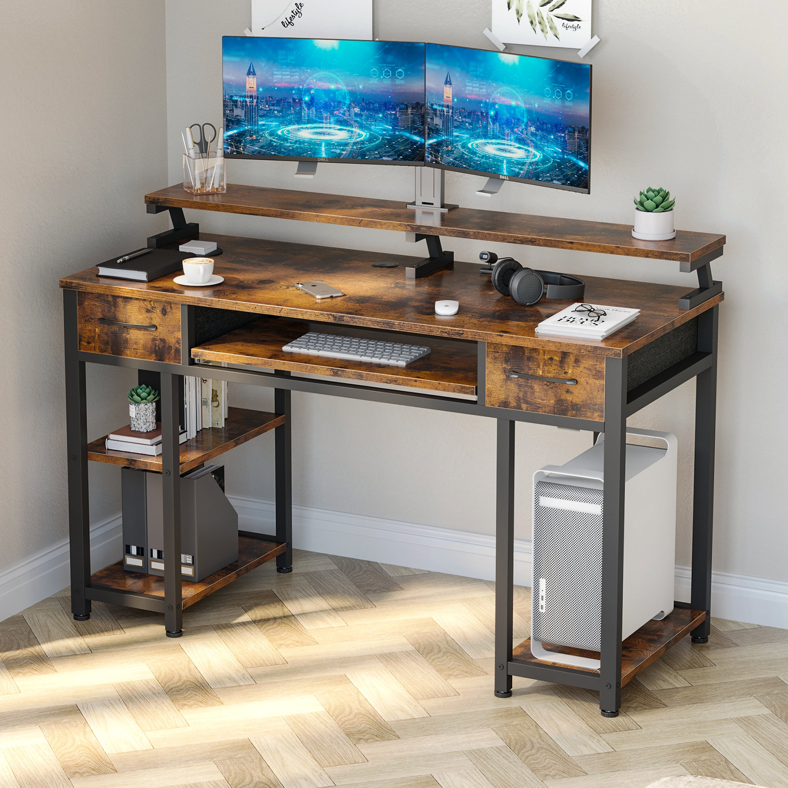 17 Stories Harbe Metal Base Computer Desk & Reviews | Wayfair