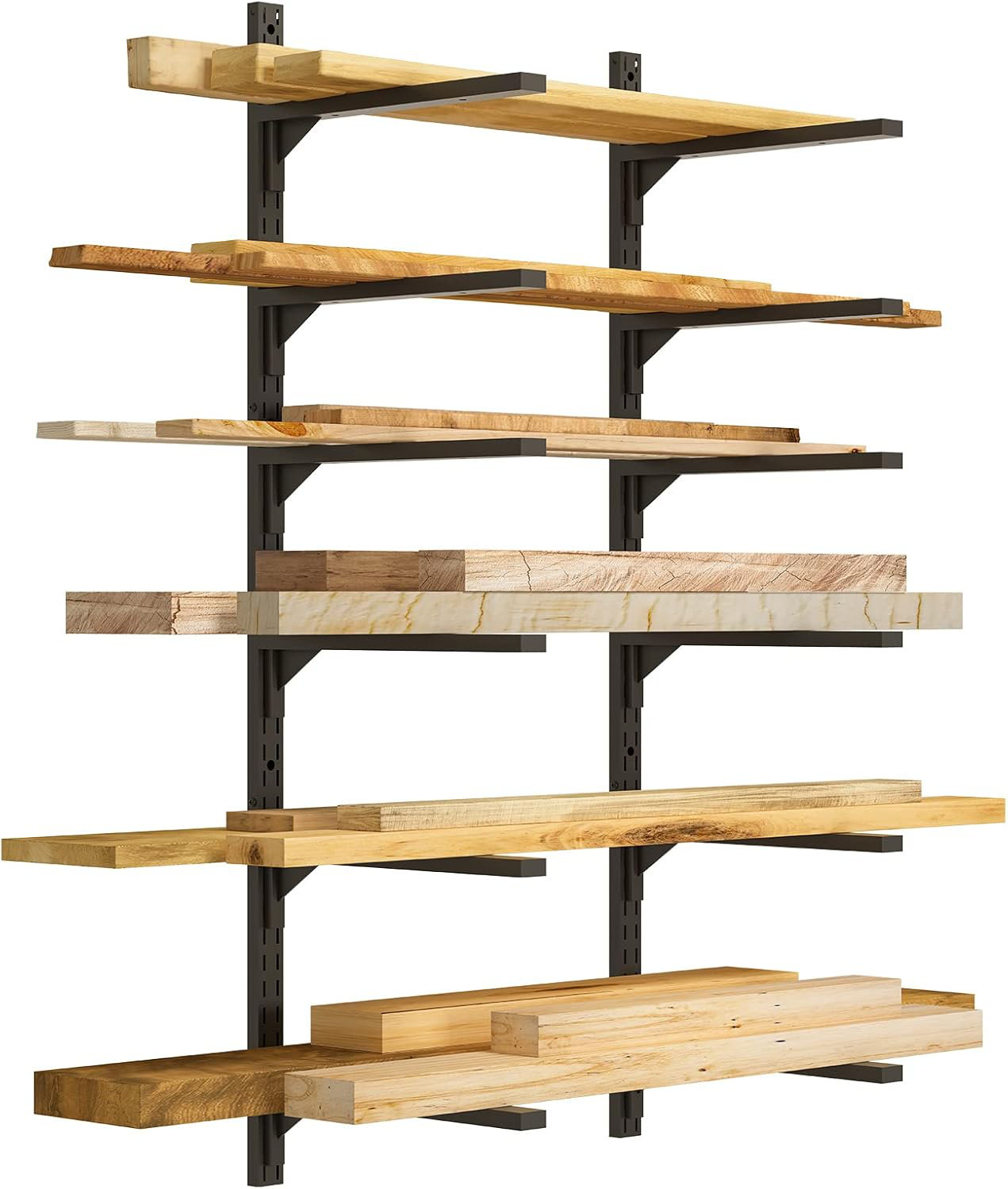 17 Stories 6-tier Wall-mount Wood & Lumber Storage Rack | Wayfair