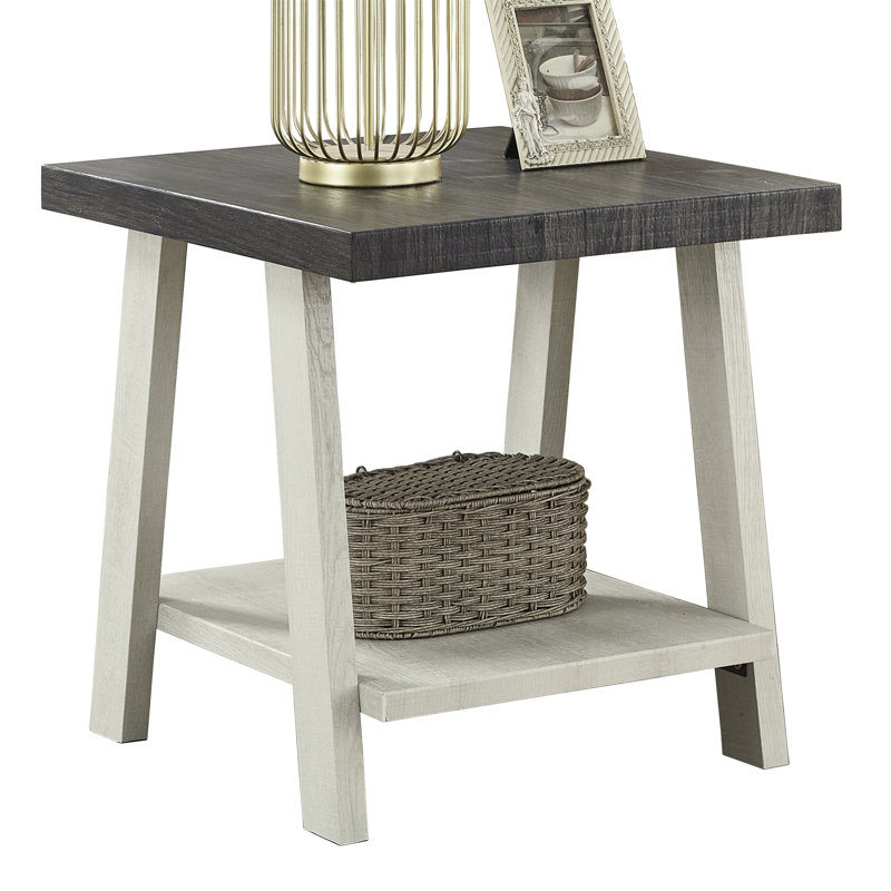 Gracie Oaks Contemporary Two-Tone Accent Table, Wood End Table With ...