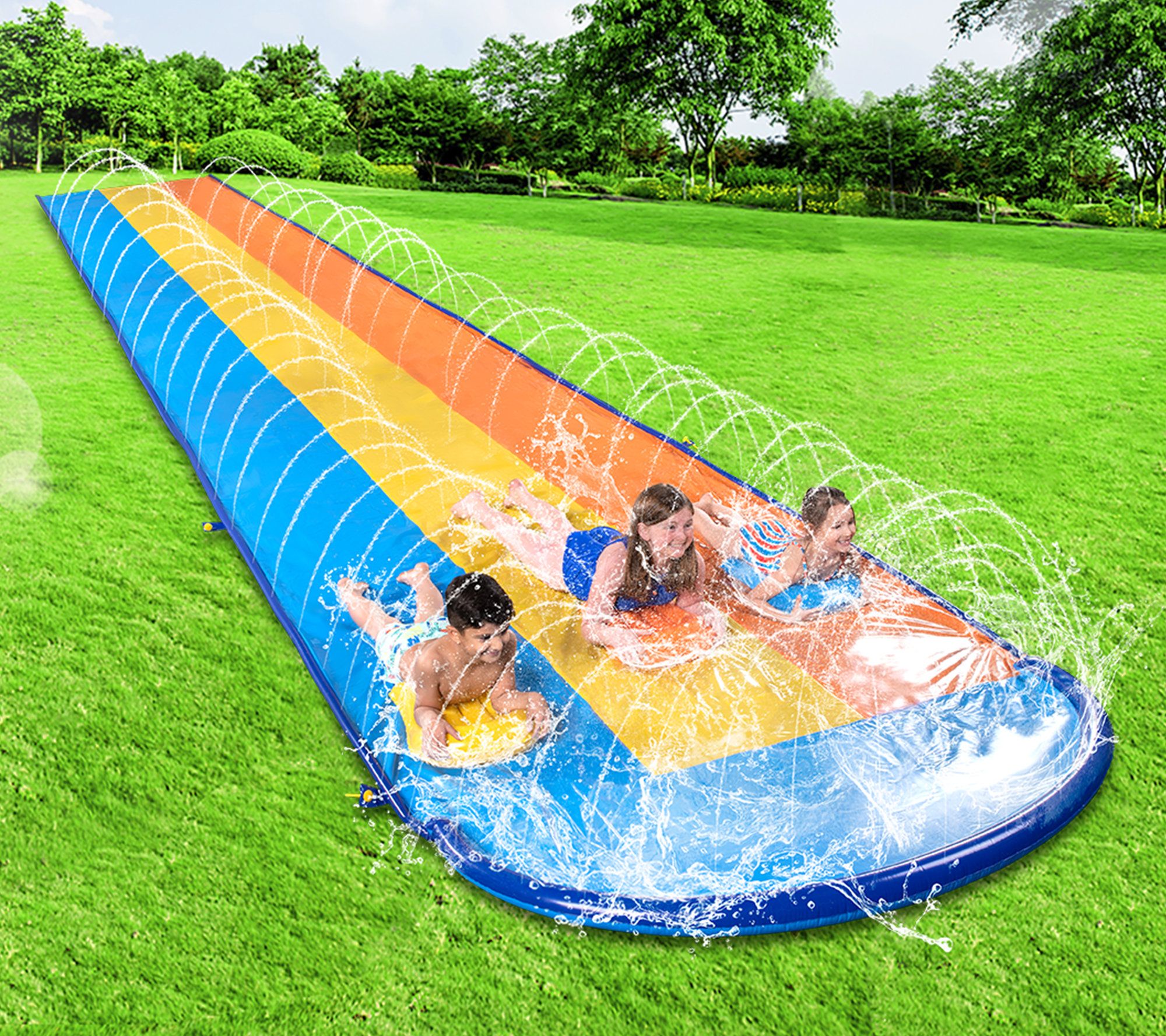 Sloosh Triple Water Slide with 3 BodyBoards | Wayfair