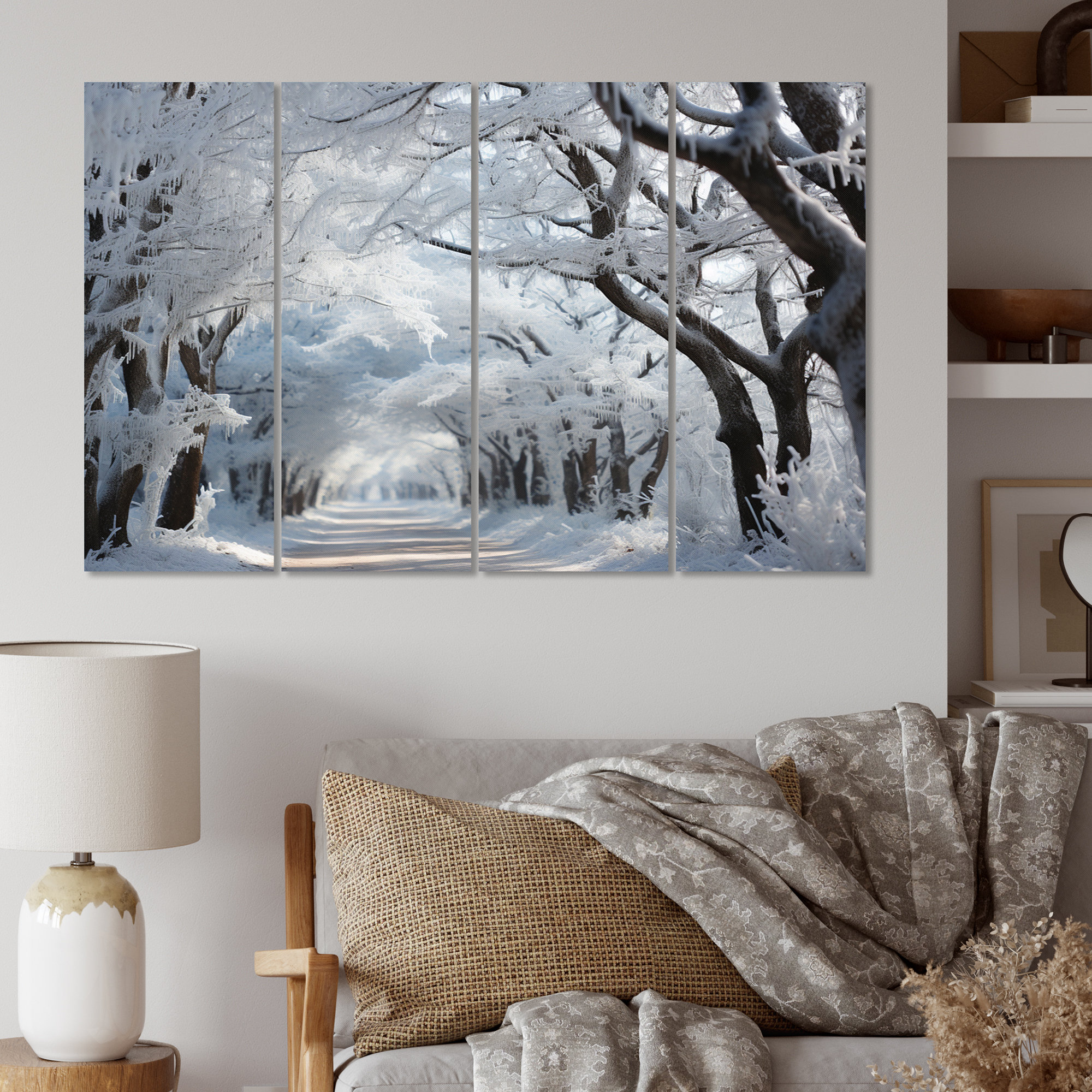 Latitude Run® Winter Frosty Forest I - Winter Landscape Metal Wall Art ...