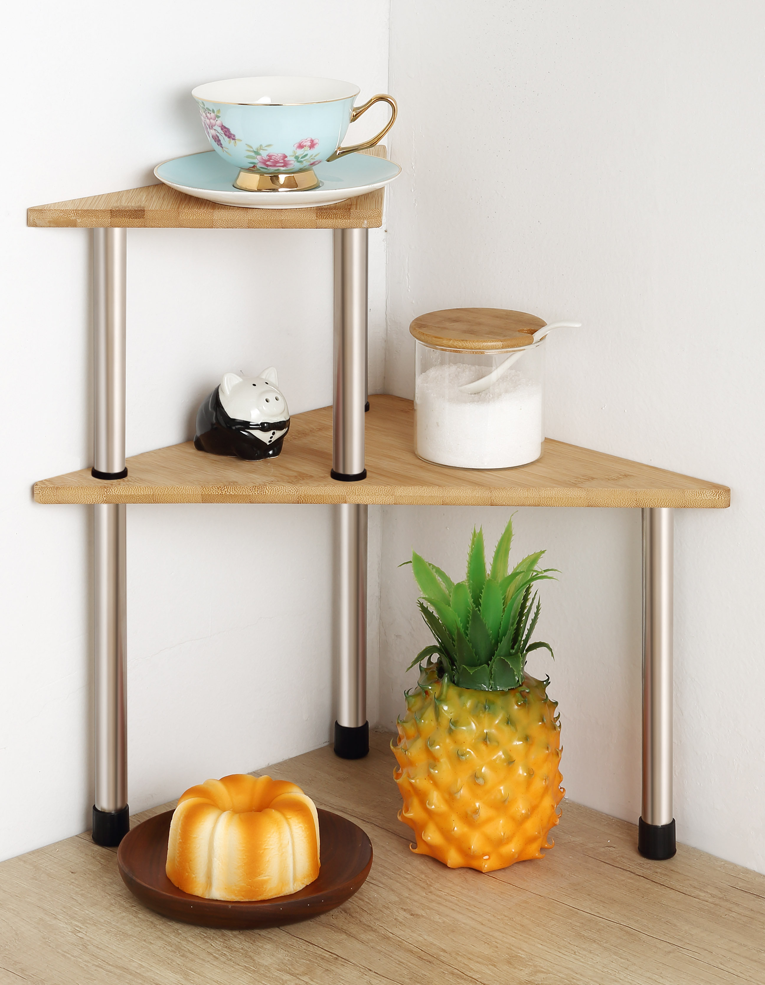 Ebern Designs Corner Shelves 2 Tier Spice Rack-standing Pantry Cabinet ...