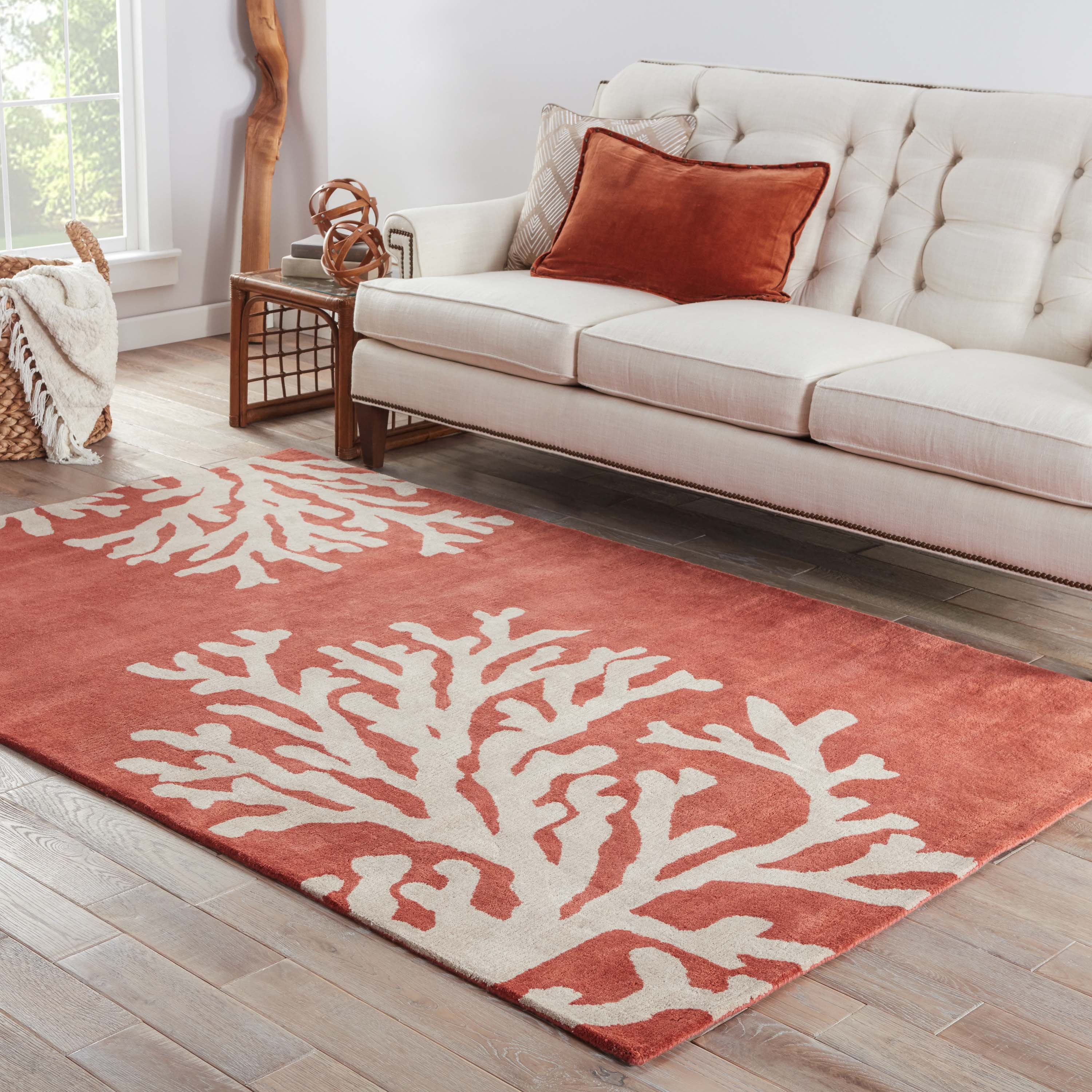Rosecliff Heights Granger Floral Handmade Tufted Wool Orange Area Rug ...