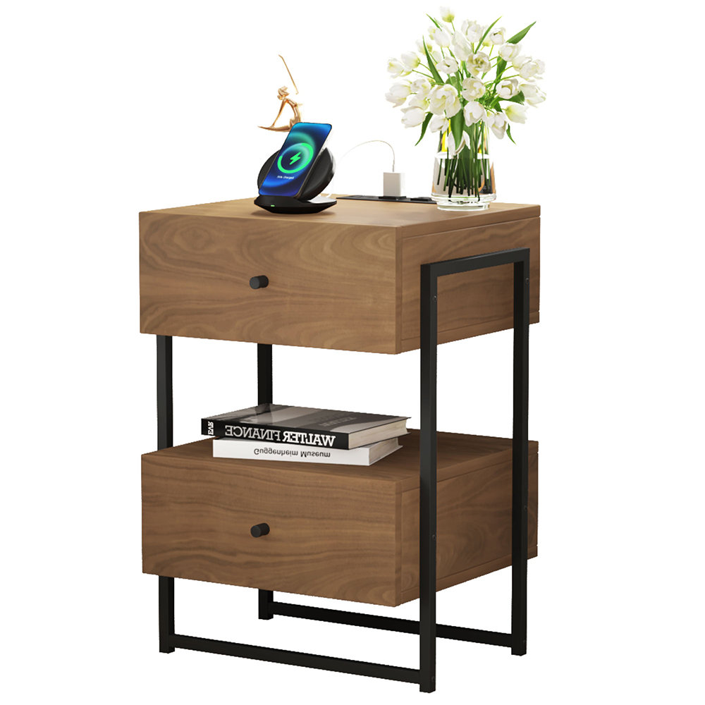 Latitude Run® Ceinwen Solid + Manufactured Wood+Metal Nightstand | Wayfair