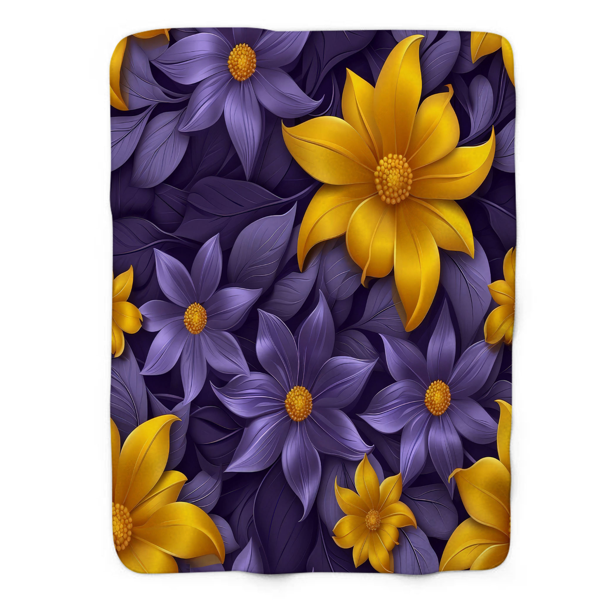 MentionedYou Violet Sunshine Blooms - 1 Piece Premium Sherpa Bl Throw ...