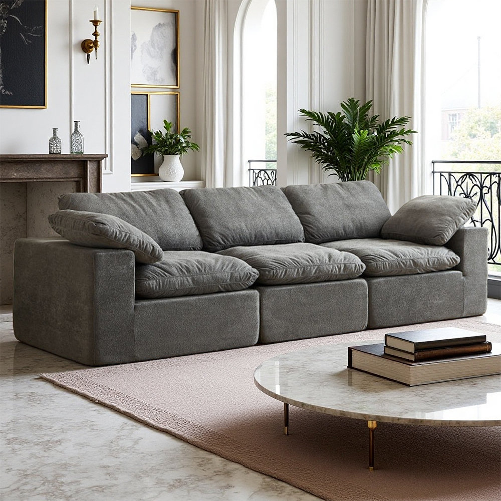 Ebern Designs Modern Simple Sponge Upholstered Corduroy Sofas | Wayfair