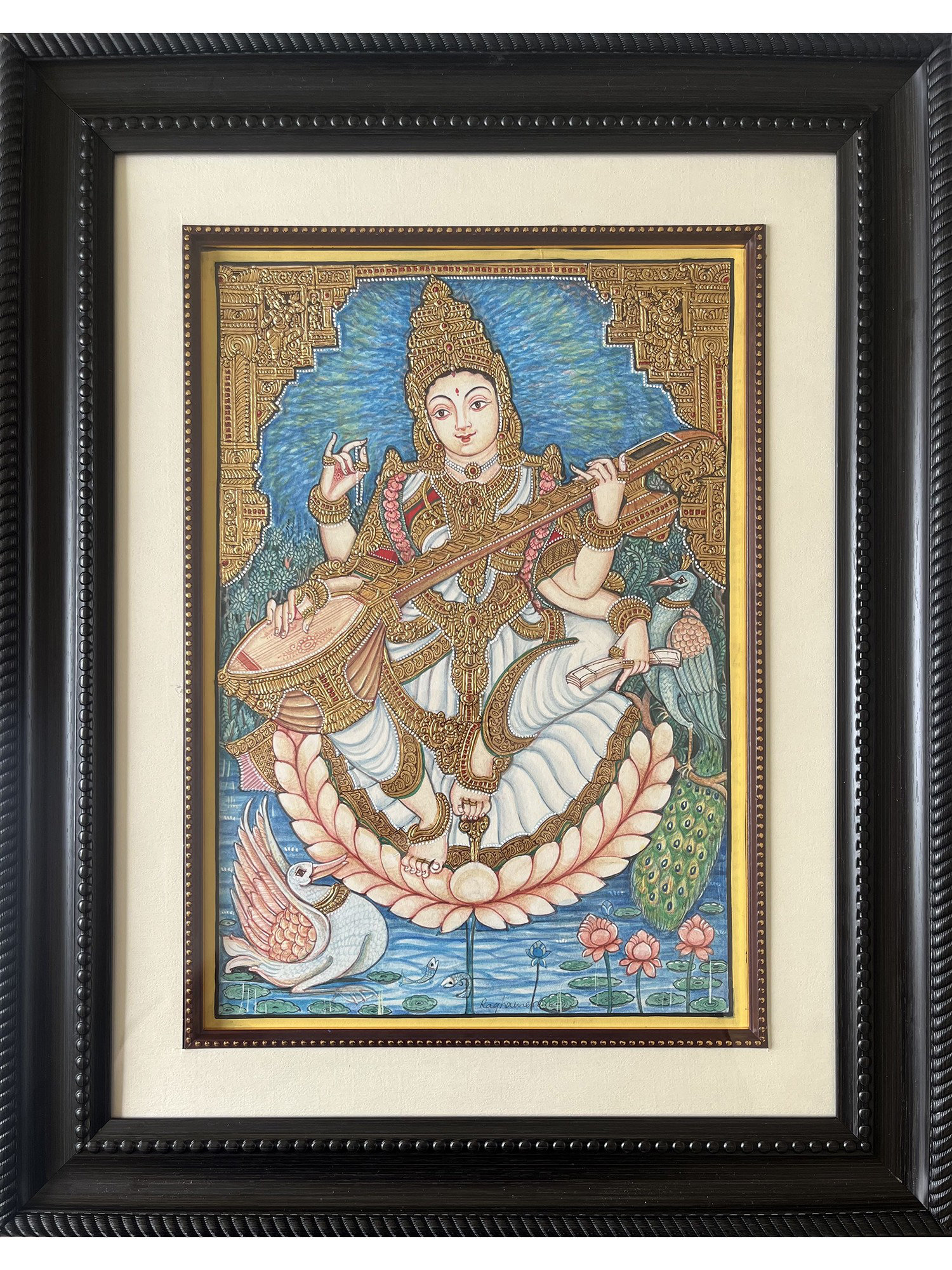 Exotic India Goddess Saraswati And Hamsa Bird | Watercolors | With ...