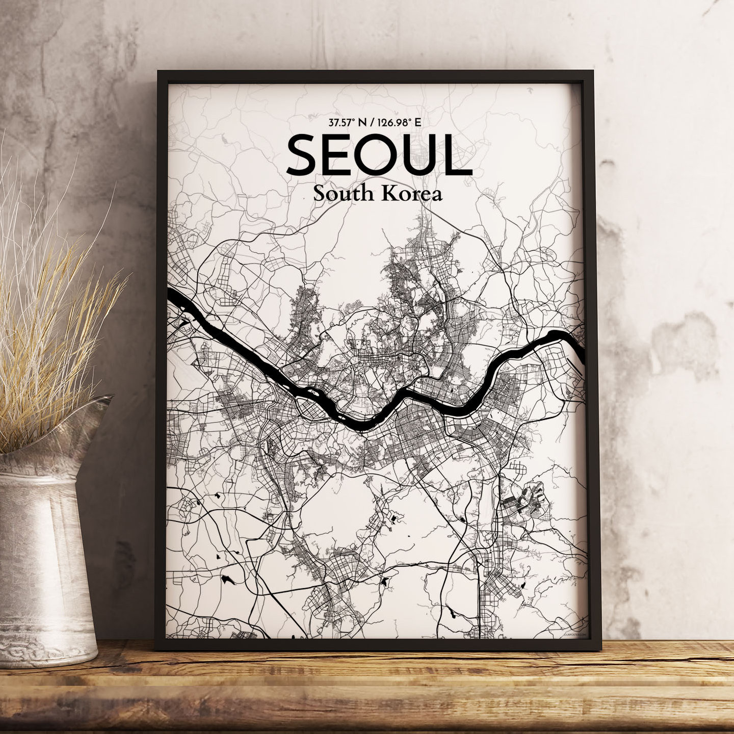Wrought Studio™ 'Seoul City Map' Graphic Art Print Poster in Ink | Wayfair