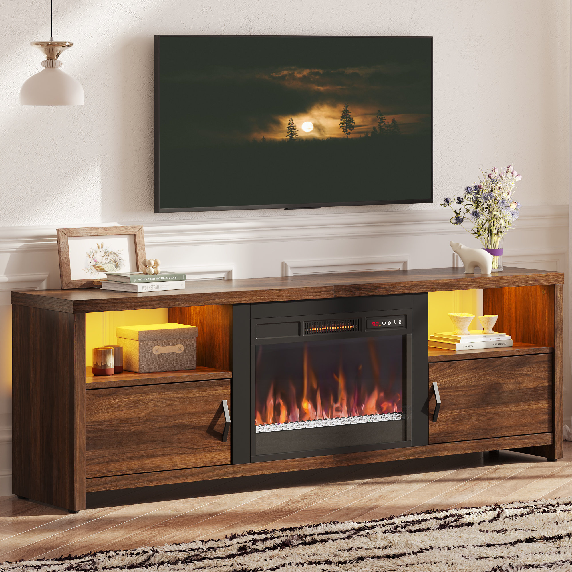 Brahma 70 inch Fireplace TV Stand for TVS Up to 75",Entertainment ...