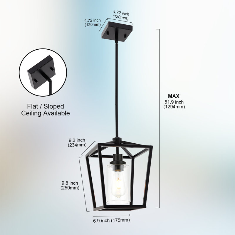 Gracie Oaks Nati 1 - Light Lantern Square Pendant | Wayfair