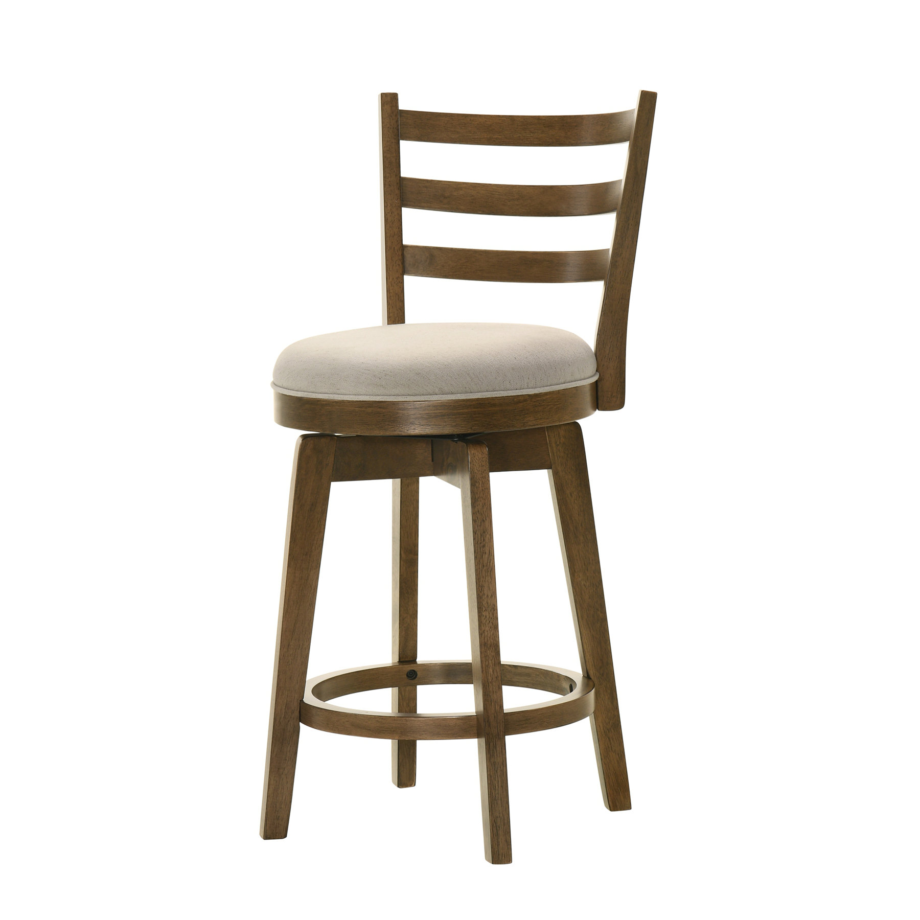 Lark Manor Joplin 20.5" Walnut Ladder Back Counter Height Swivel Chair ...