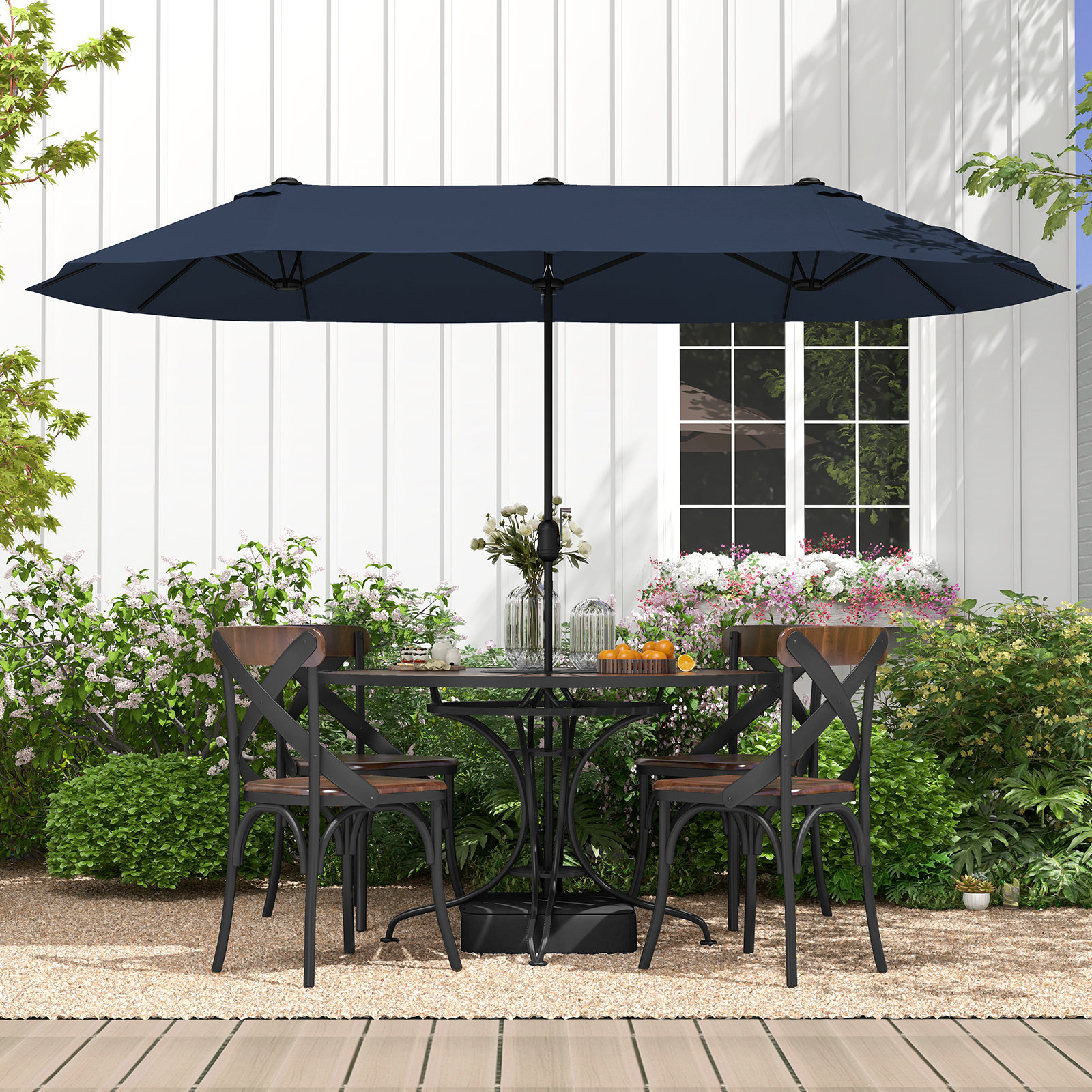 Arlmont & Co. 13ft Double-sided Patio Umbrella W/ Crank Handle Umbrella ...