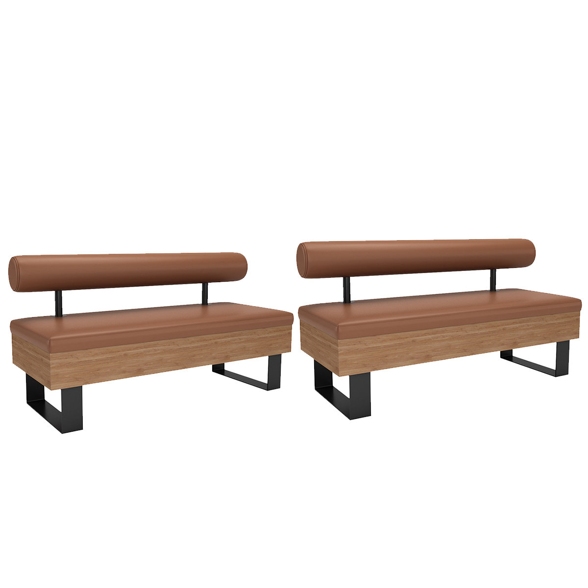 A UNIQUE LIGHT, LLC Blue faux leather double bench set of 2 - Wayfair ...