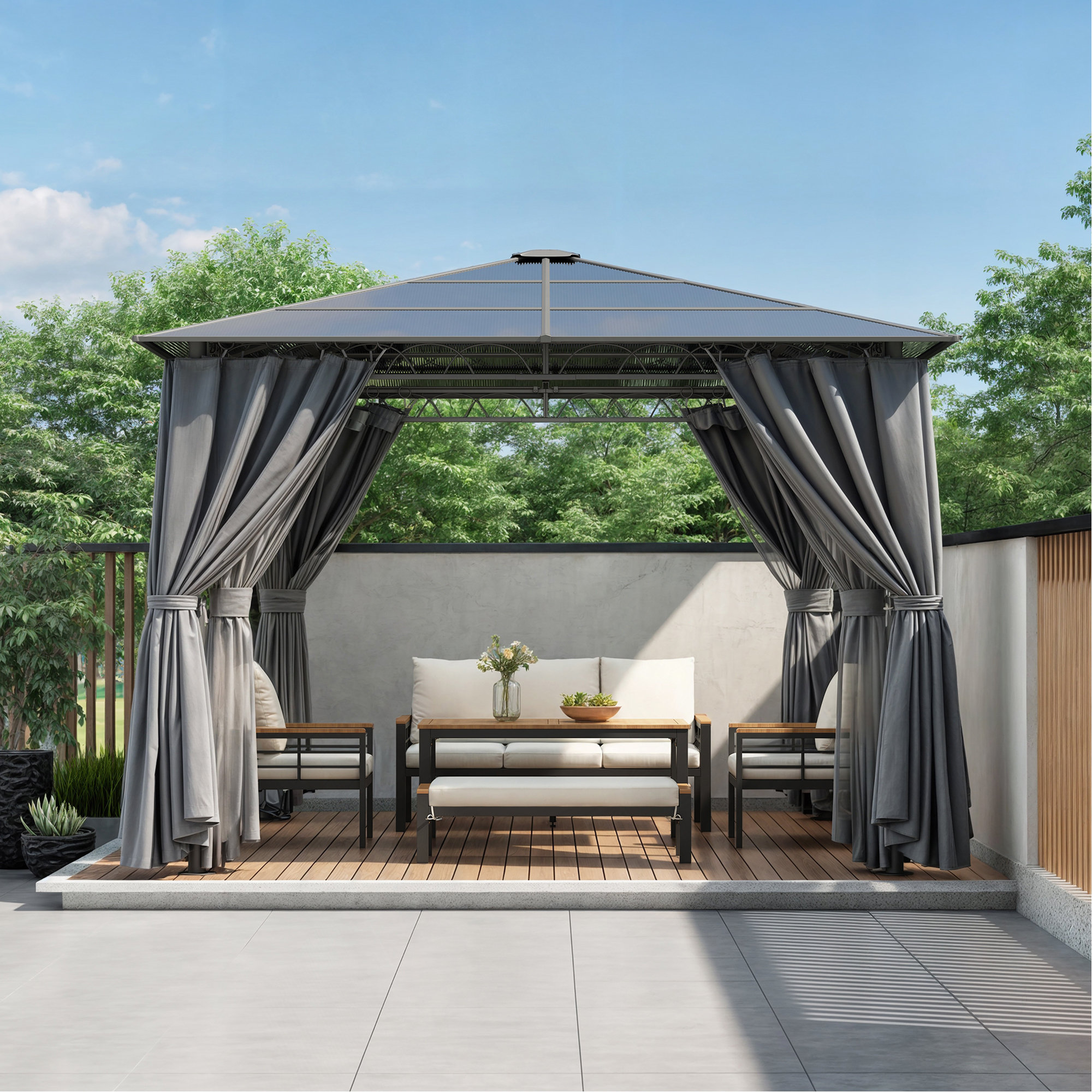 Wentygam 10'X10' Hardtop Outdoor Gazebo With Polycarbonate Roof, Patio ...