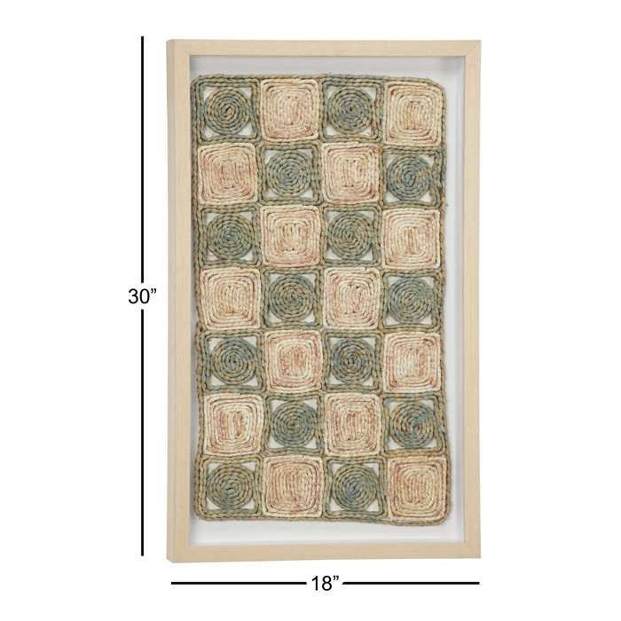 Joss & Main Rectangular Shadow Box with Checkerboard Rope Abstract Wall ...