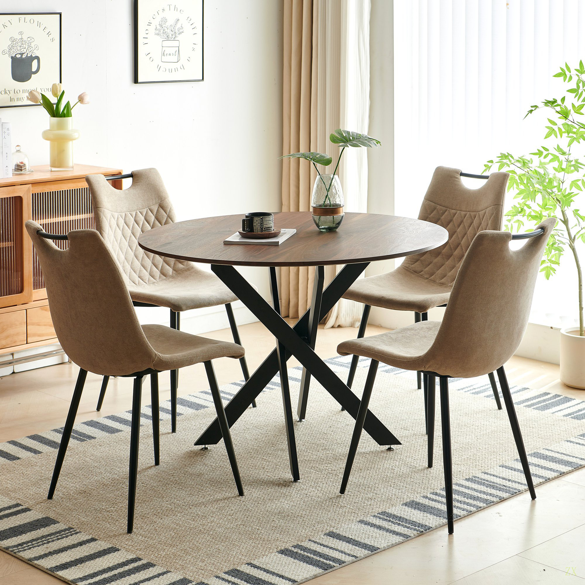 George Oliver Mid-Century Dining Table For 4-6 People With Mdf Table ...