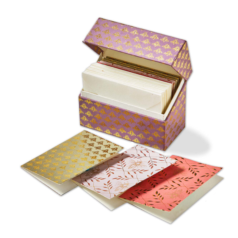 The Holiday Aisle® Lavender & Honey Note Cards W/Box | Wayfair