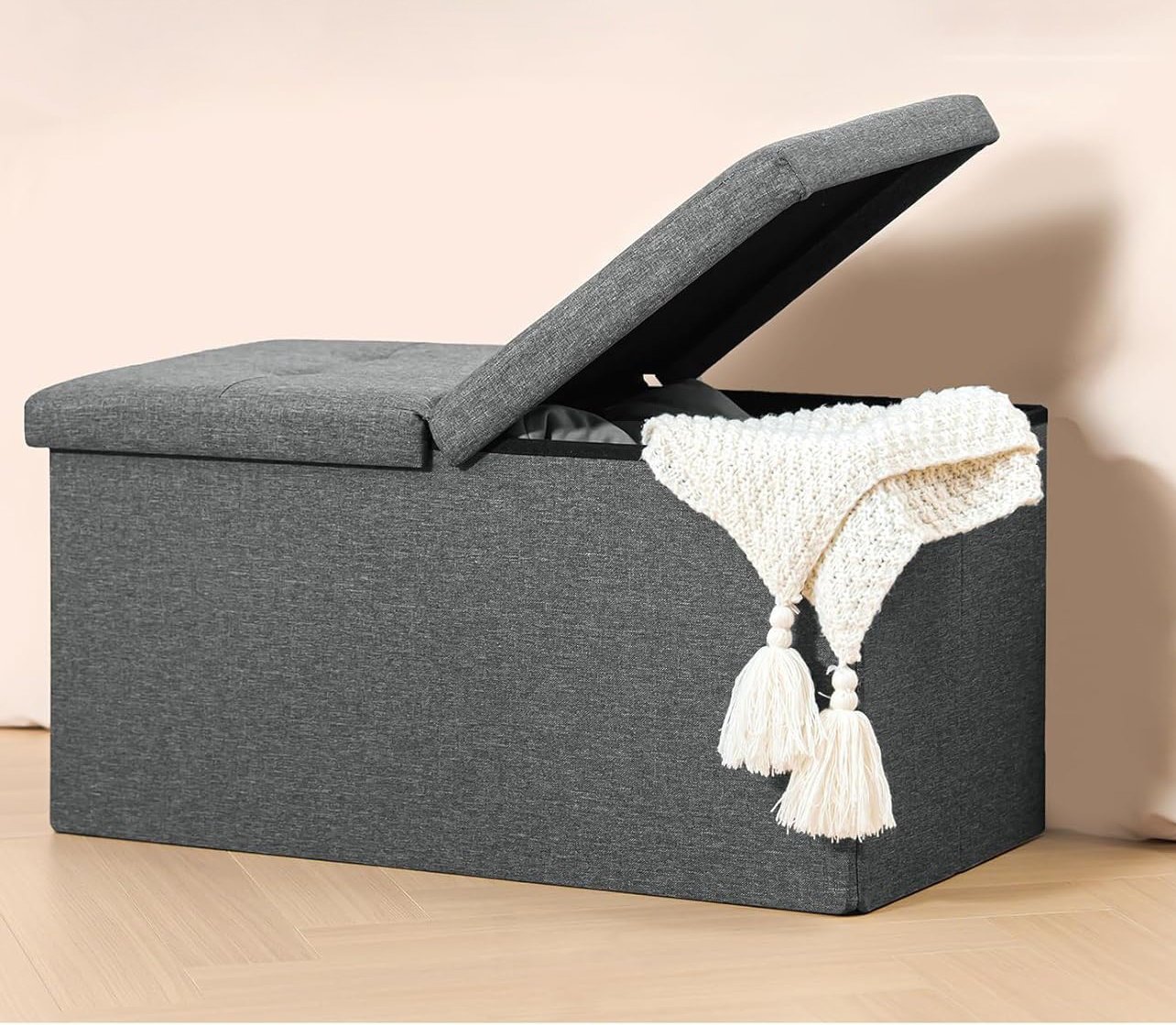 Latitude Run® Storage Ottoman with Filpping Lids, Ottoman Storage Bench ...