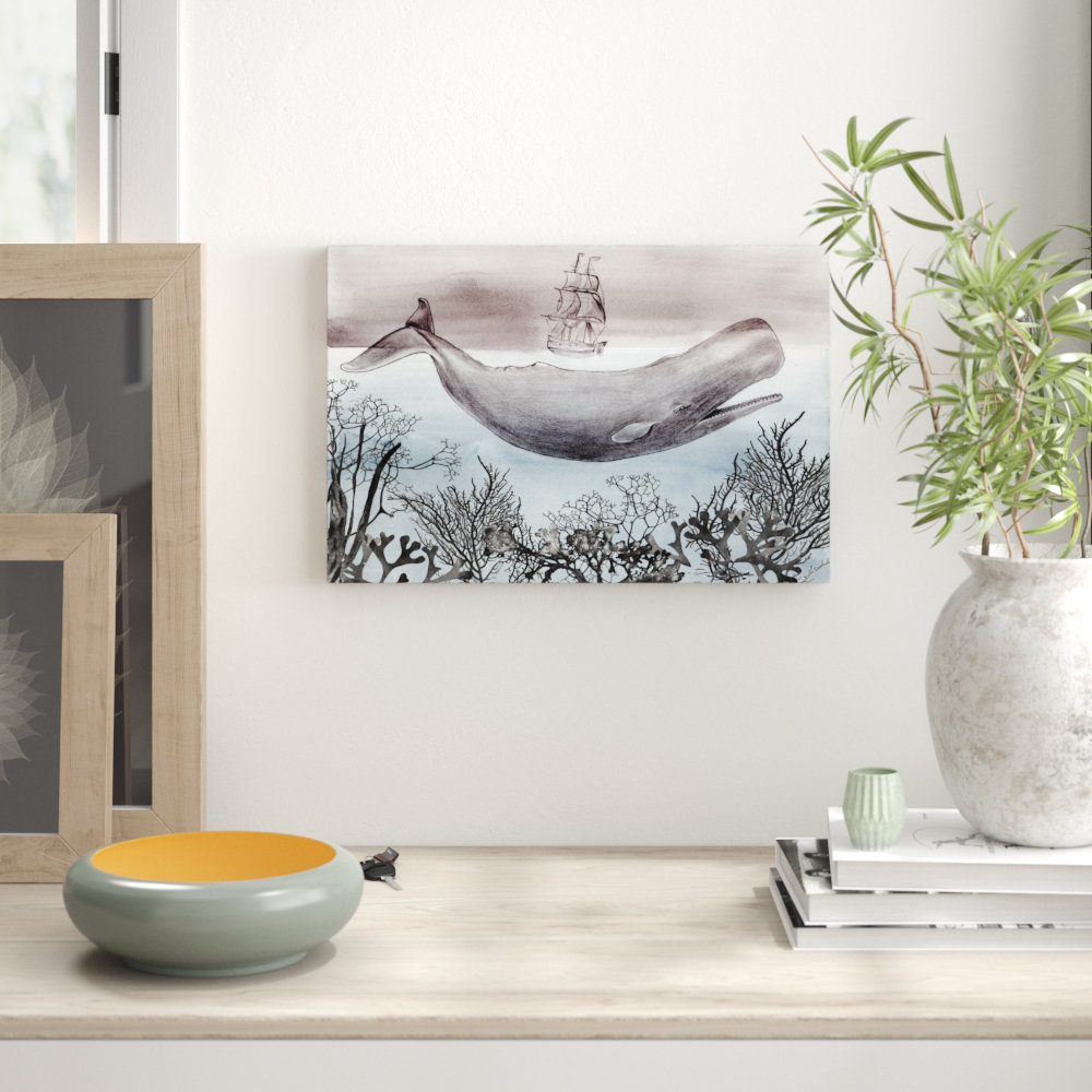 East Urban Home "Whale Under" by Christine Lindstrom Painting Print on ...