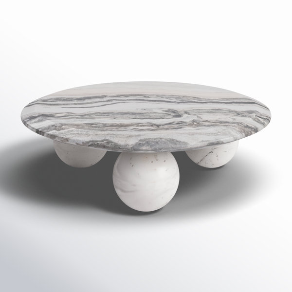 Joss & Main Modern Neutral 13" Ceramic Marble Riser 2tone Platter ...