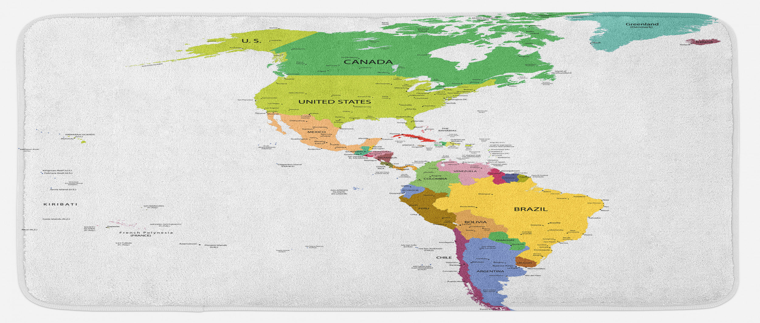 East Urban Home Map Of South And North America With Countries Capitals ...