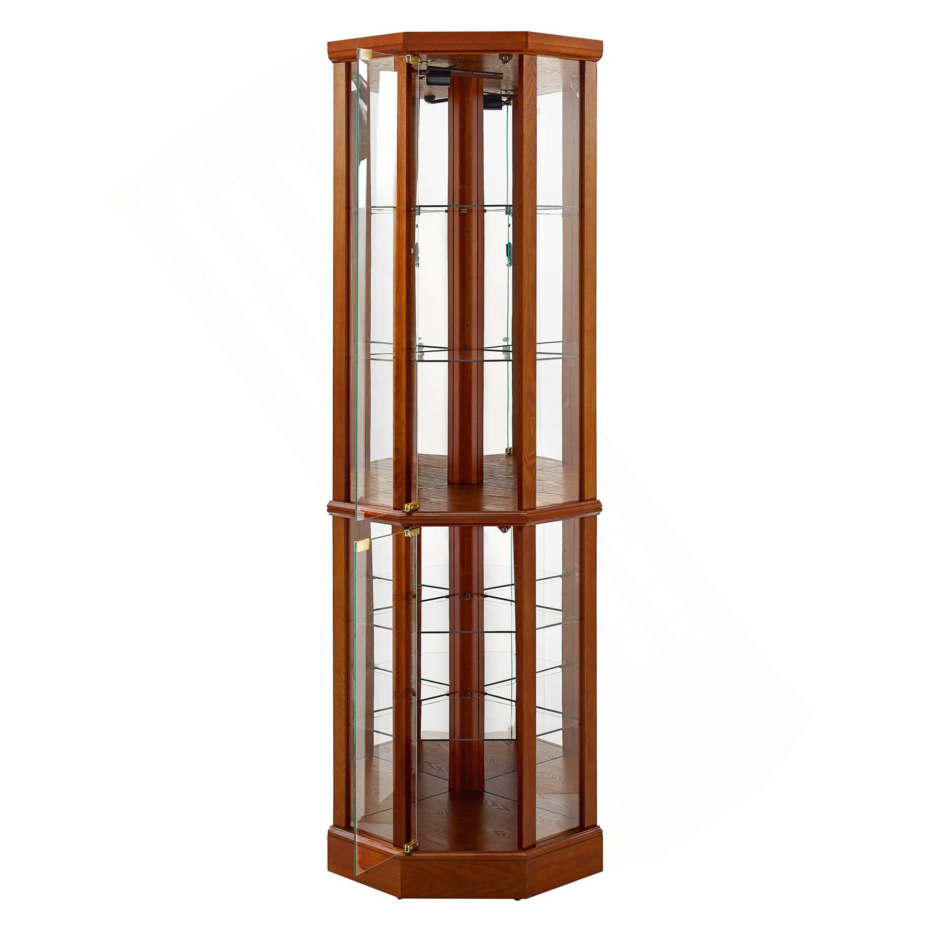 Canora Grey 6 Shelf Lighted Corner Curio Cabinet With Adjustable ...
