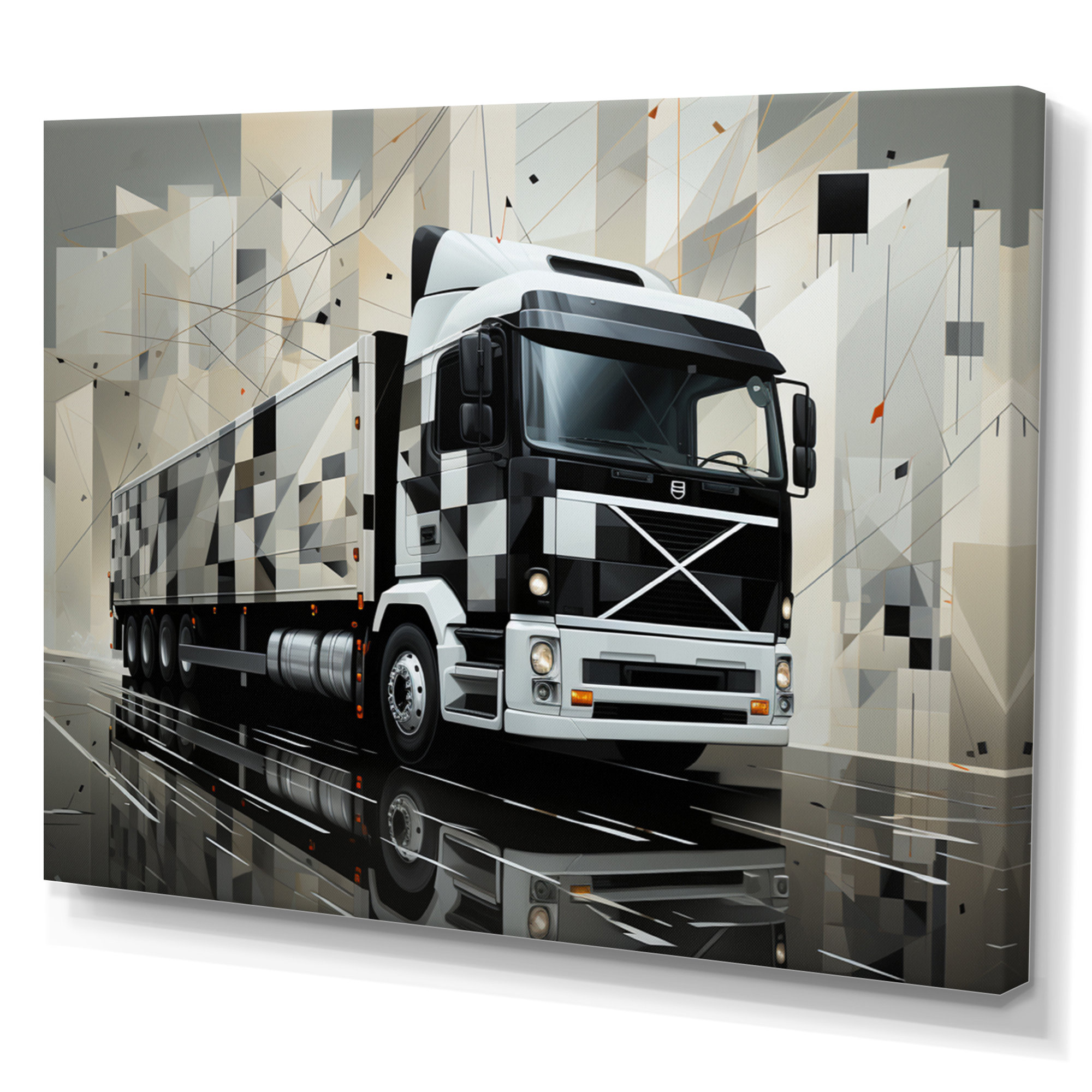Ebern Designs Truck 53Ft Geometric Momentum III On Canvas Print | Wayfair