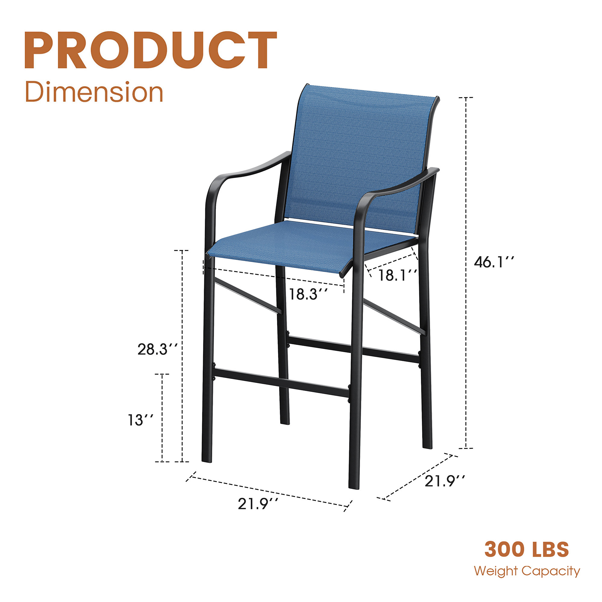 Lark Manor™ Patio Bar Height Textilene Chairs with Armrest | Wayfair