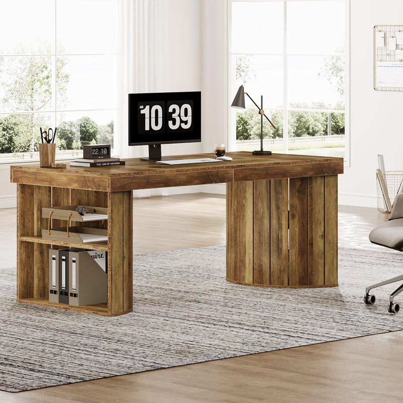 Gracie Oaks 63-Inch Computer Desk, Wood Office Executive Desk | Wayfair