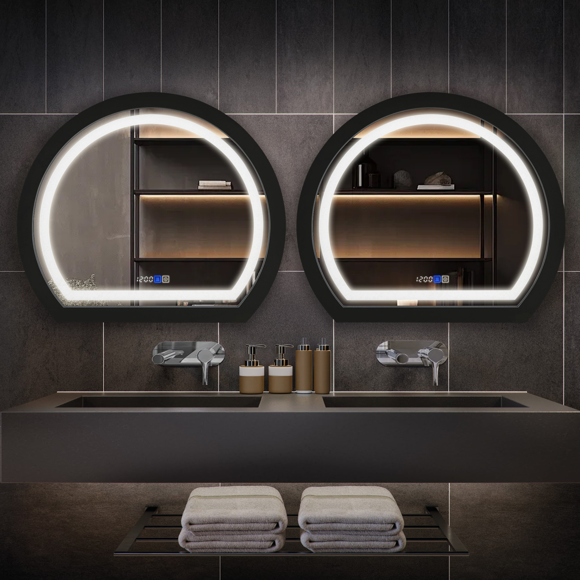 Fahomiss Modern LED Wall Mirror Set (2 pcs) – Elegant Design with Built ...
