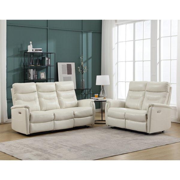 Latitude Run® Angellie 2 Piece Genuine Leather Power Reclining Living ...