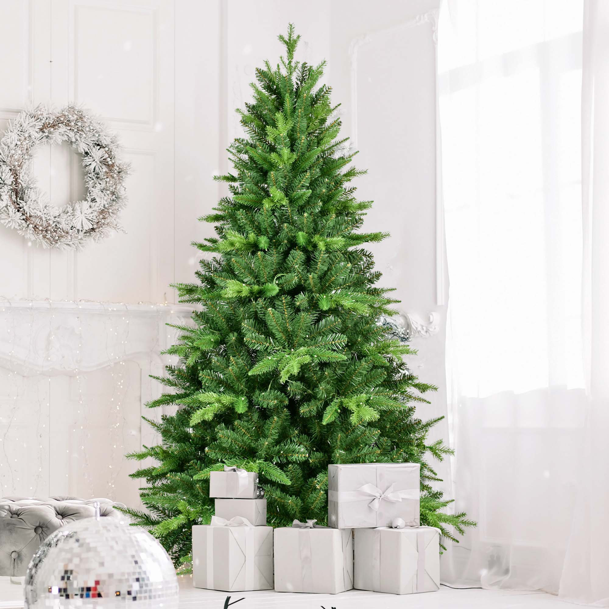 Darby Home Co Pre-Lit Full Artificial Hinged Christmas Tree With Warm ...