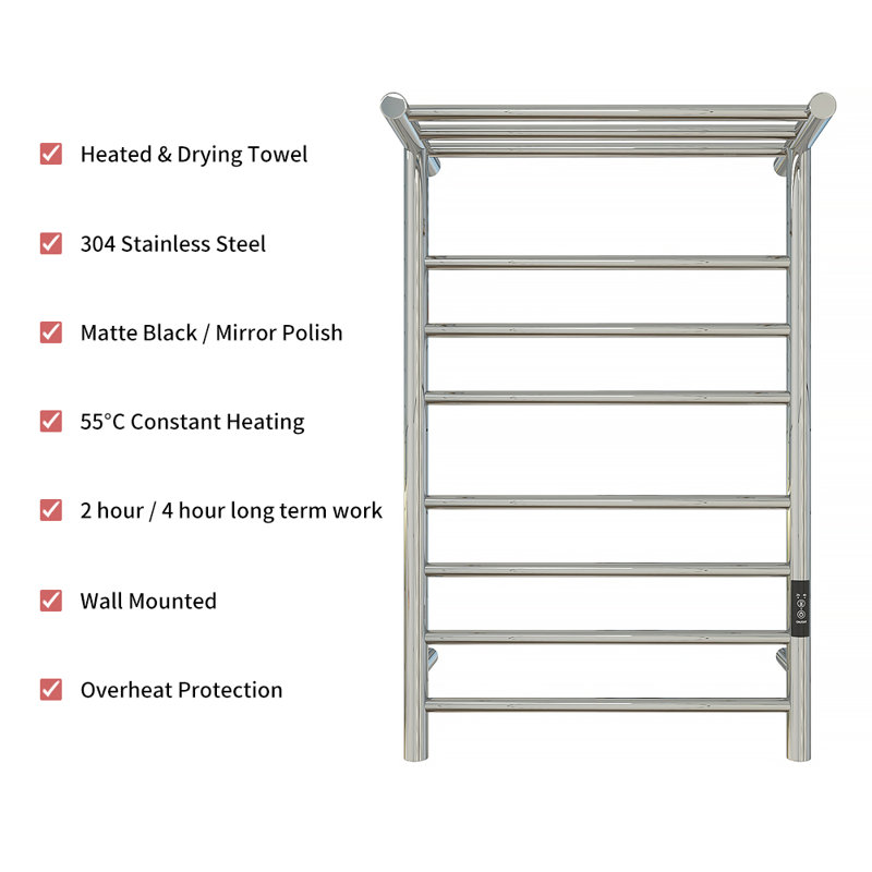 KWW Wall Mount Electric Towel Warmer with Shelf, Electric Stainless ...