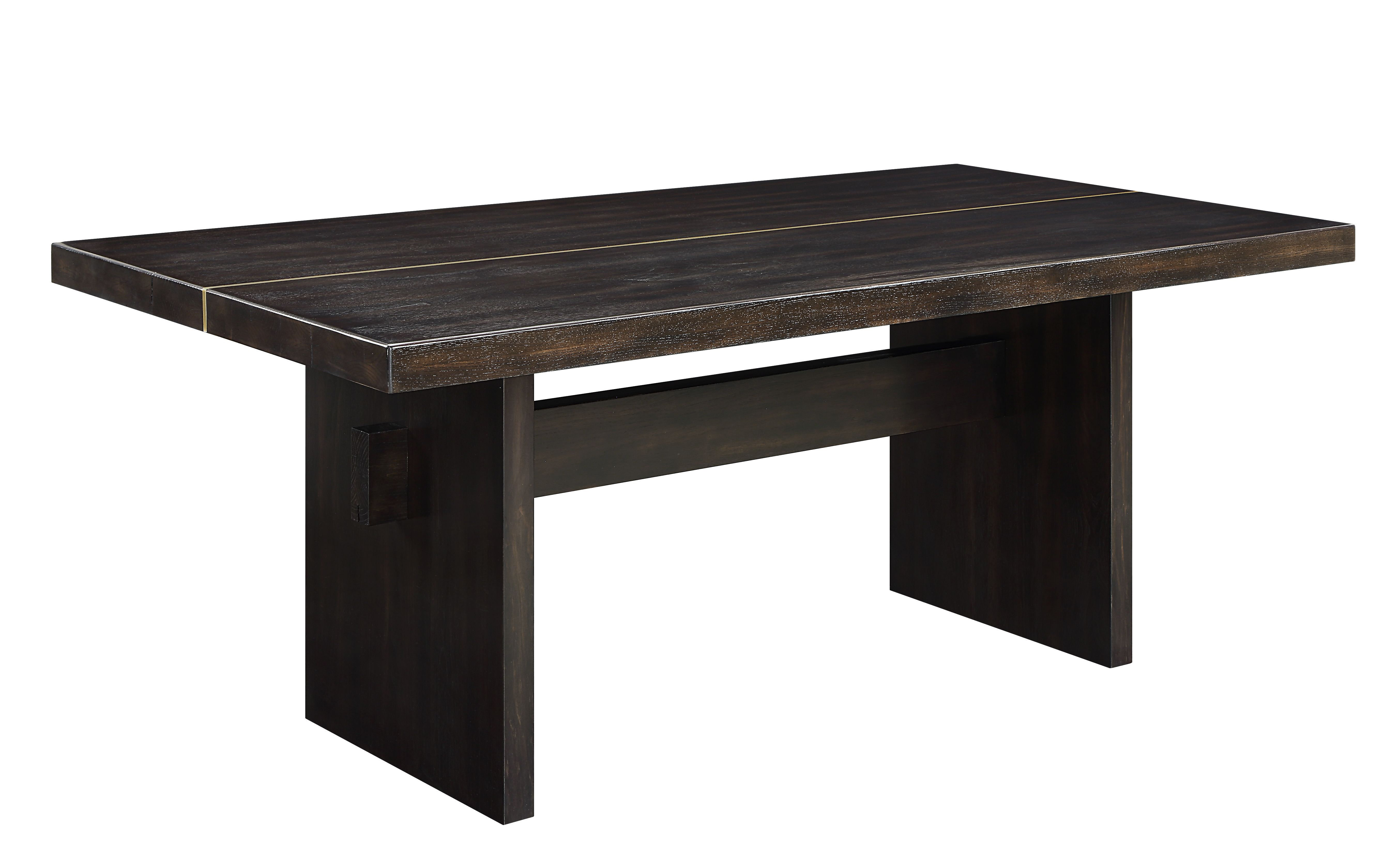 Gracie Oaks Modern Rustic Espresso Dining Table with Gold Accents ...