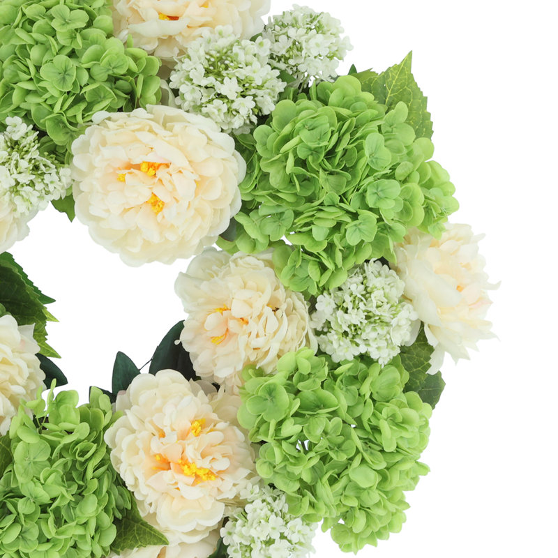 Birch Lane™ 22" Spring Wreath with Real-Touch Hydrangeas and Peonies ...
